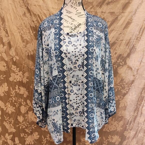ONE WORLD | Tops | One Worlds Live And Let Live Blue Floral Two Piece ...